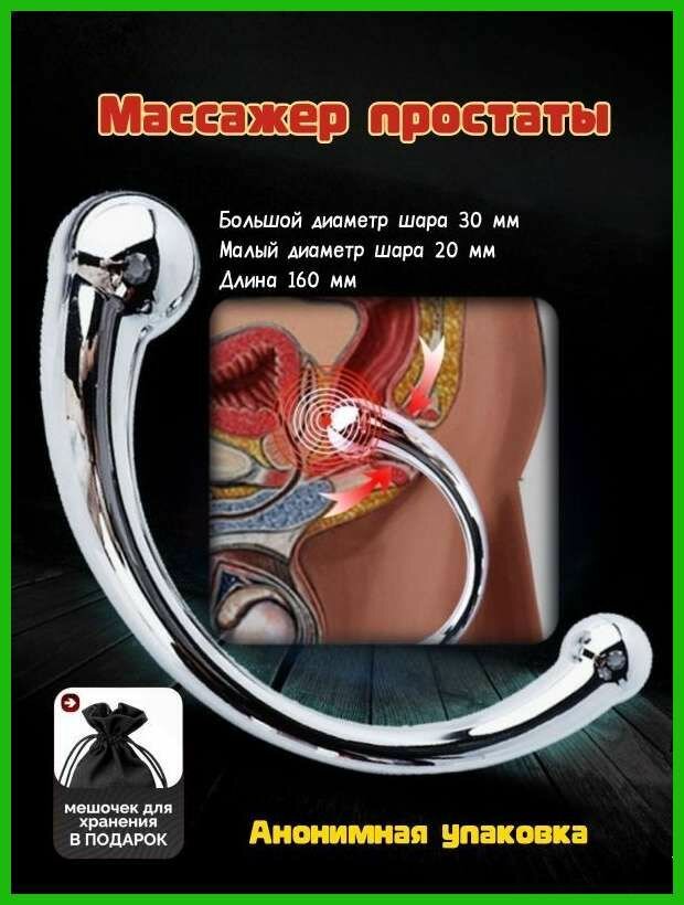 Двухголовая металлическая анальная пробка массажер стимулятор простаты для мужчин
