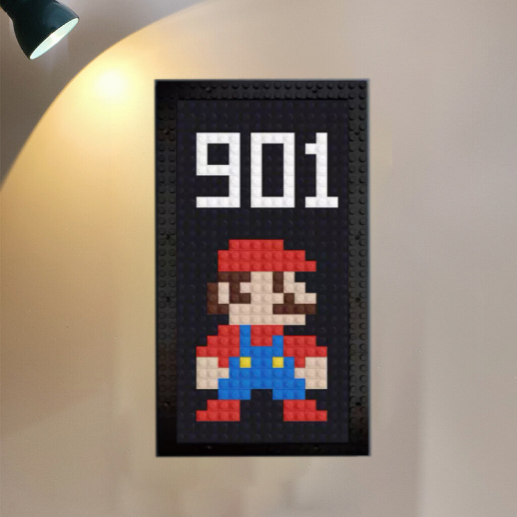 Креативные DIY строительные блоки Марио 3D дверной знак Супер Марио пиксельный логотип декор сборка номерной знак