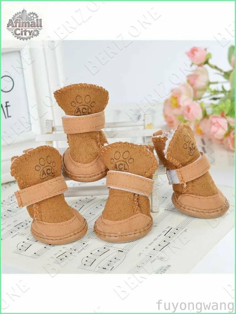 Скидка сегодня! Утепленные зимние ботинки для собак мелких пород, непромокаемые, нескользящие, с начесом, комплект из 4 шт. этого пуделя, померанского шпица