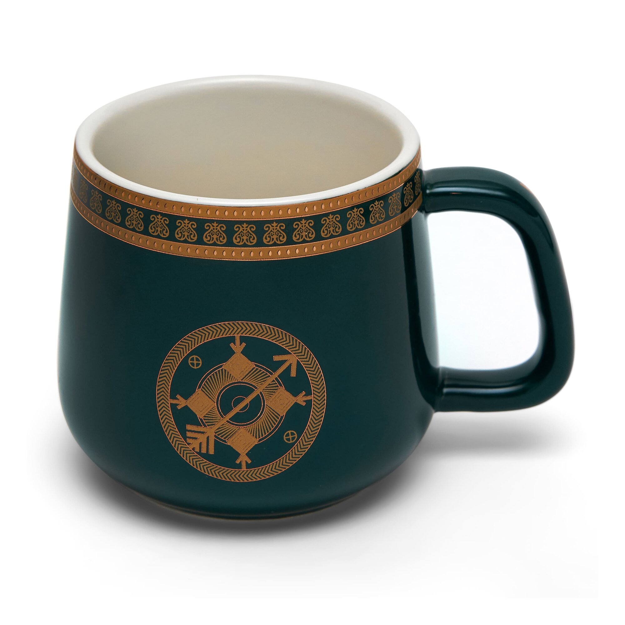 Кружка "Север", фарфоровая, 350 мл, зелёная, с узором "Оберег мужской"