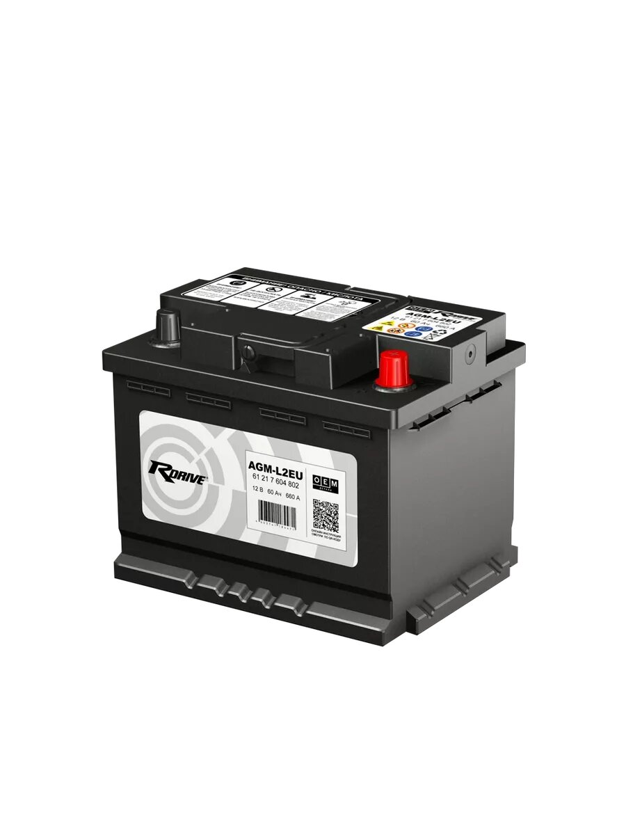 Аккумулятор RDRIVE AGM 61 21 7 604 802 12V 60Ач обр. пол.