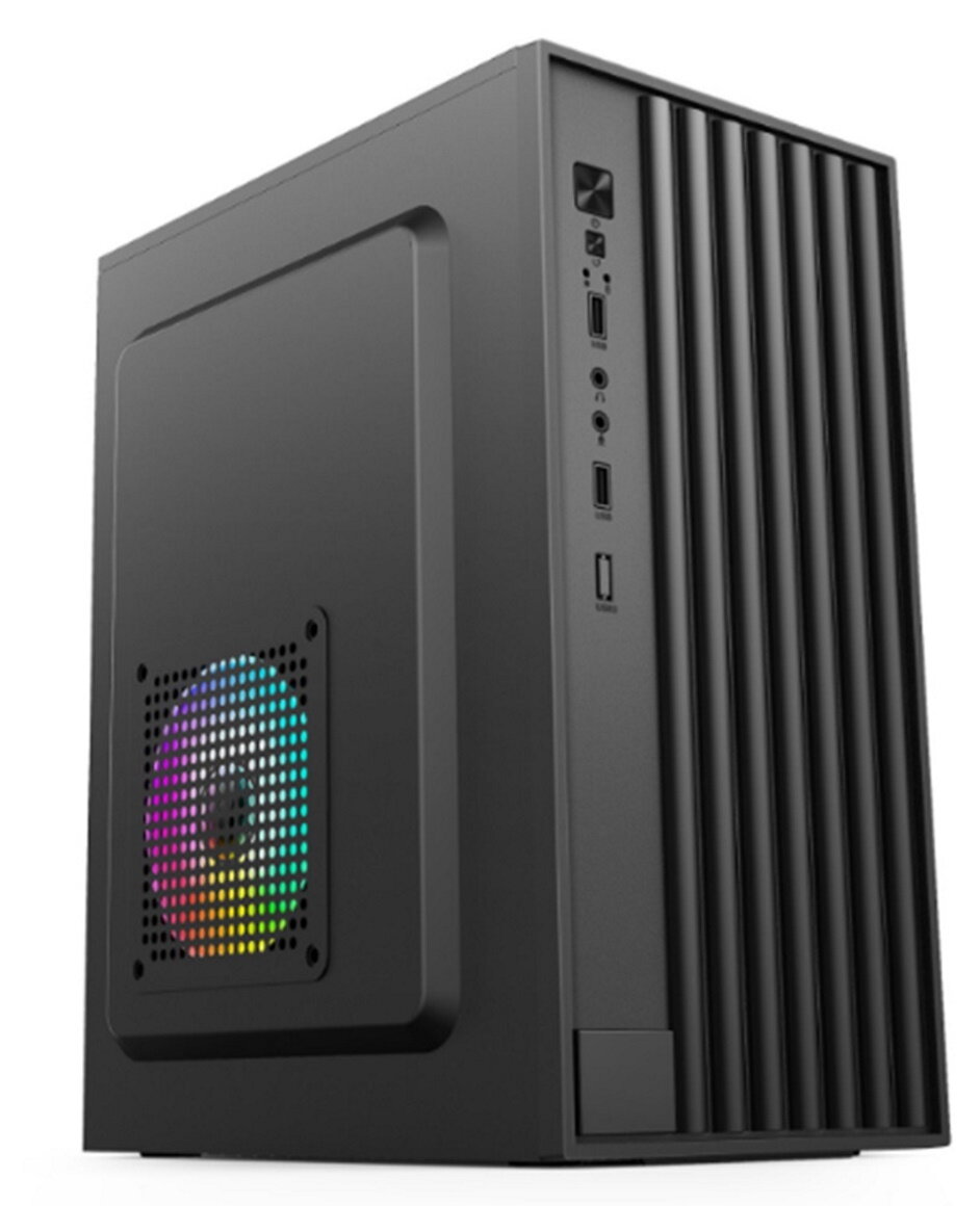 V-10 microATX 1*USB 3.0; 2*USB 2.0+Audio БП. ATX-500ECO, Black