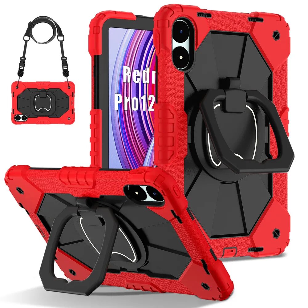 Чехол Для Redmi pad pro 12,1 дюйма 2024 плечевой ремень, мульти защитный чехол ,360 градусов вращающийся стенд столкновение цвет, Обложка Планшета