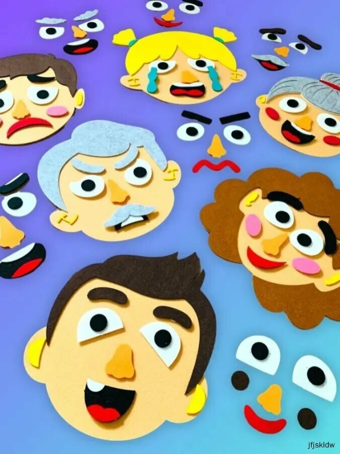 Фетровая игра на липучках для детей собери эмоции