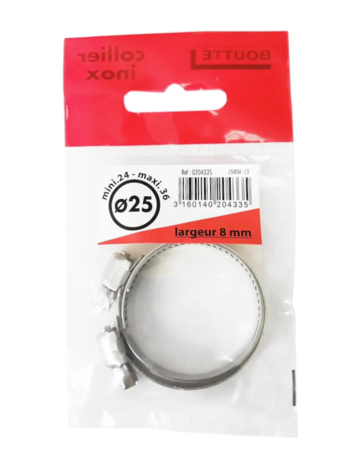 Хомут Boutte INOX 25 мм, шир. 08 мм, 2 шт.