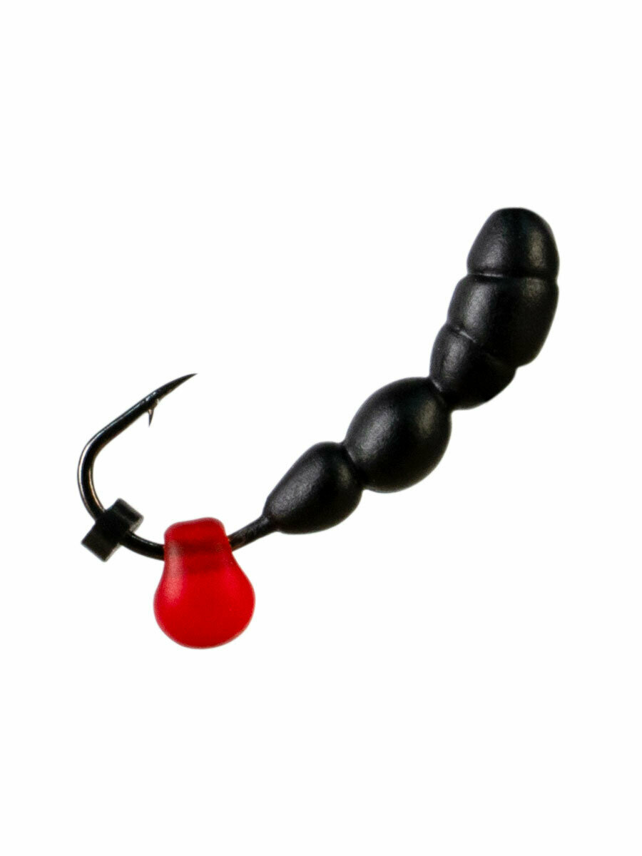 Мормышка безнасадочная (безмотылка) для летней и зимней рыбалки Лесной Муравей "Левша-НН", 0,52 г, Drops красный, крючок Kumho №14, чёрный / 3 шт.