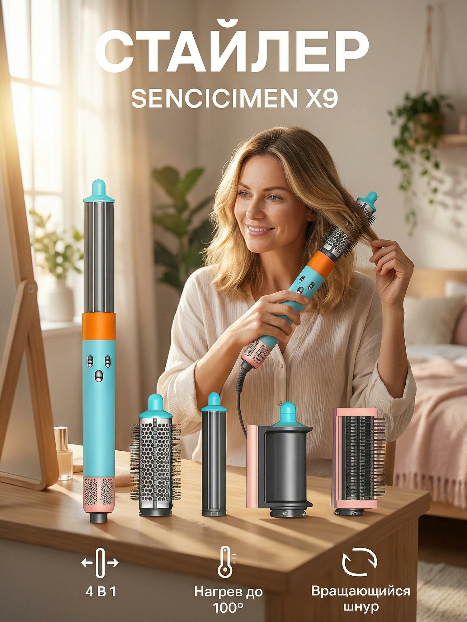 Стайлер Xiaomi Sencicimen 4in1 X9 Macarone EU, 4 в 1, для укладки, компактен, стильный дизайн