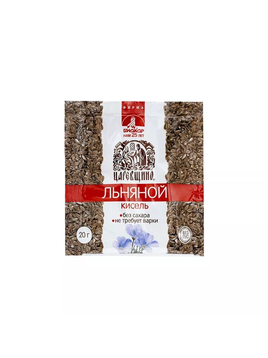 Царевщино Кисель льняной, кисель, без сахара, 20 г, 1шт.