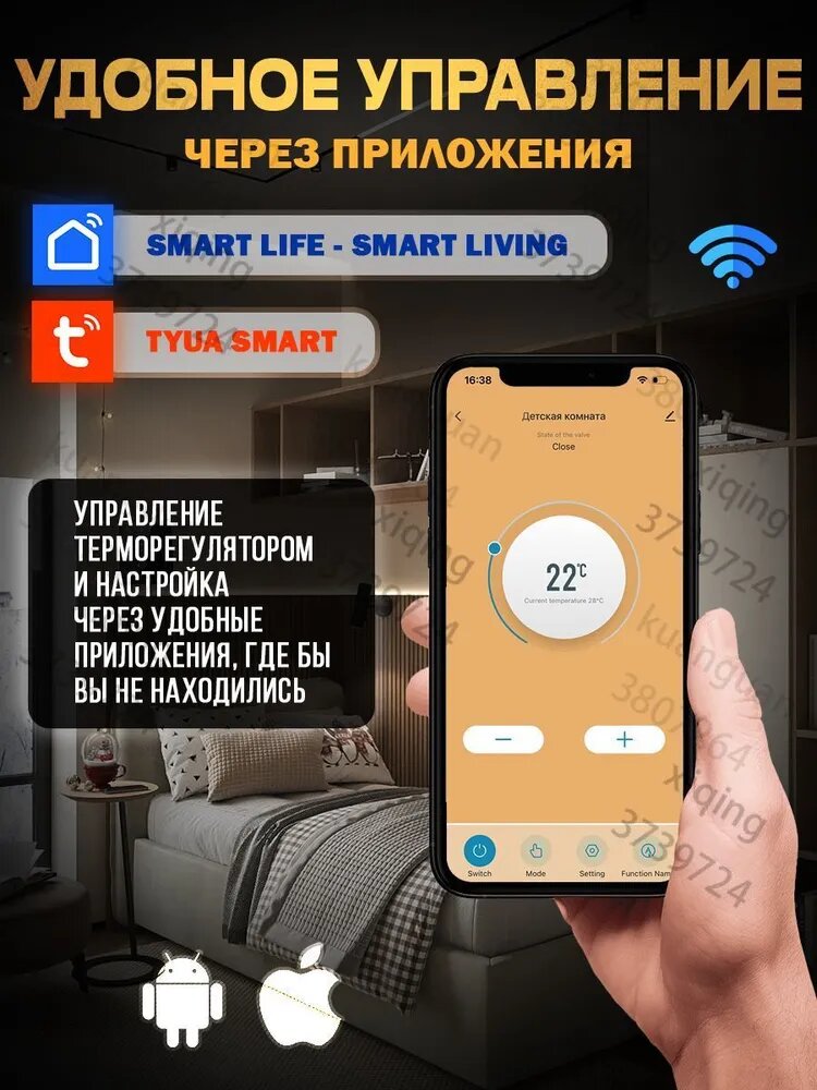 Терморегулятор/термостат до 3600Вт Для конвекторов, Для теплого пола, черный