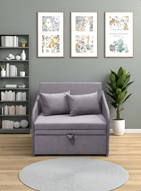 Диван детский выкатной малыш темно-серый со спальным местом 1800*750