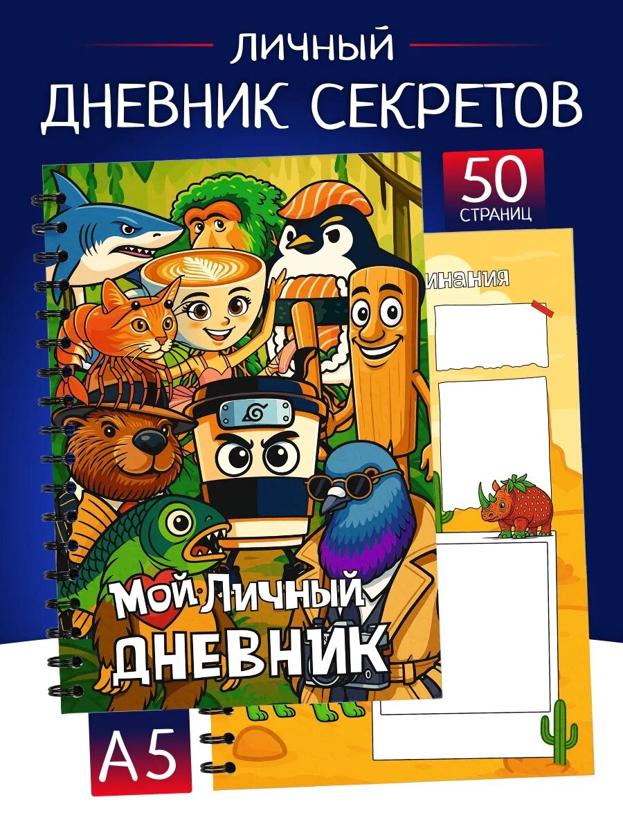 Блокнот для девочек и мальчиков. Личный дневник Итальянские животные мемы Брейнрот.