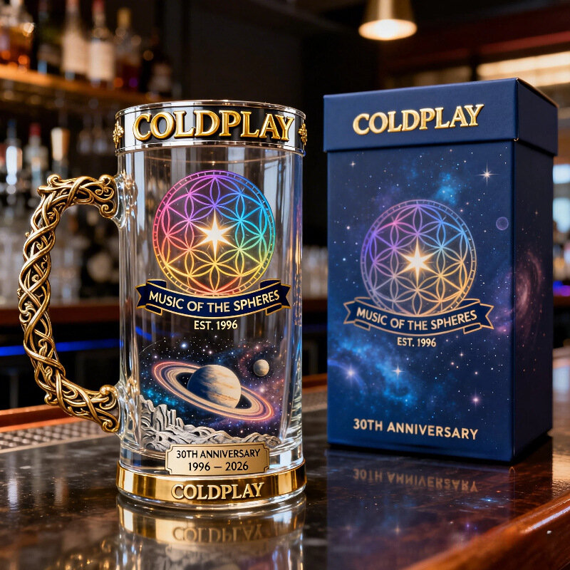 Стеклянный пивной бокал, Кружка разливного пива Cold Play, Пинтовый стаканчик