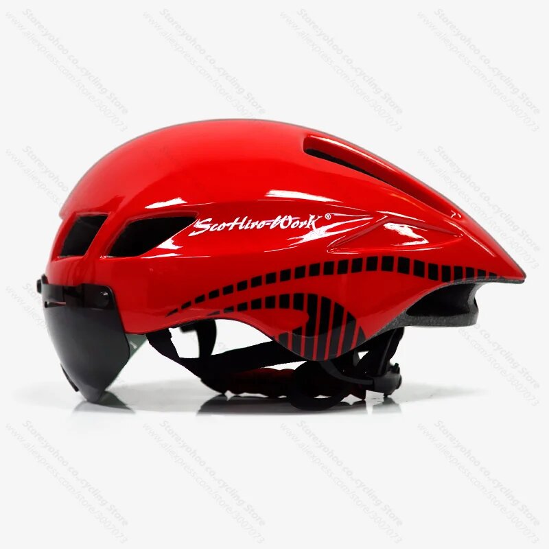 Велосипедный шлем WALGUN черный-красный для взрослых Красный, Red-Black