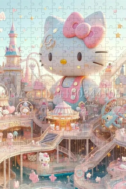 Mouly Деревянный пазл для детей и взрослых"Sanrio Kuromi Куроми, Hello Kitty"100 элементов 75x50см