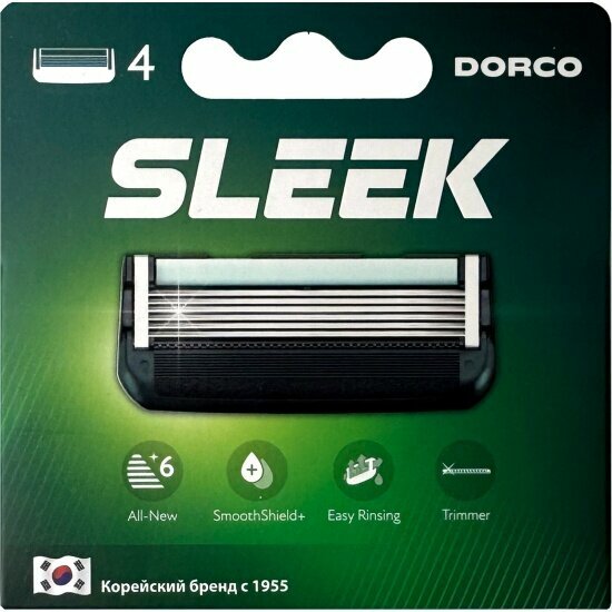 Сменные кассеты для бритья Dorco Sleek 6 лезвий, 4 шт