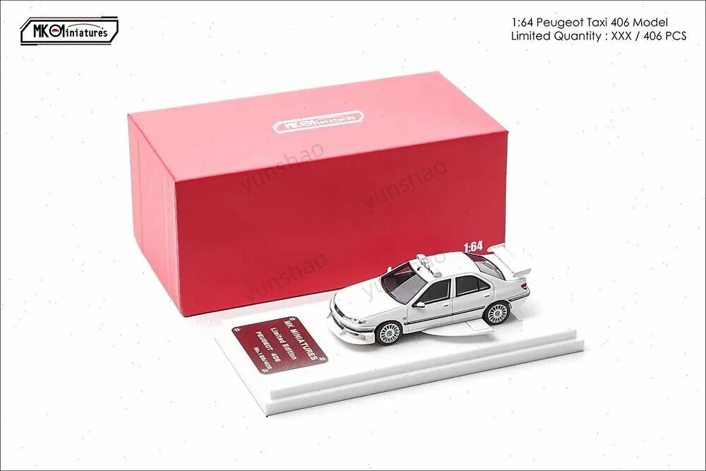 Машинка модель Mk Miniatures 1/64 такси Peugeot 406 407 MK164, Limited edition 499 units(Resin car model)