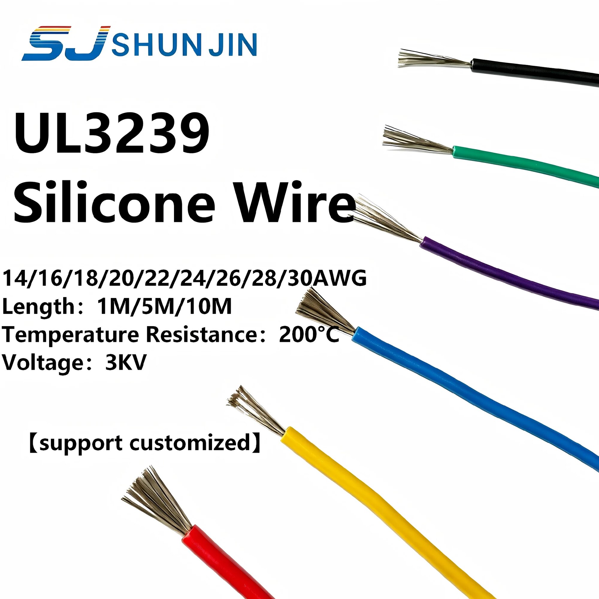 Силиконовый провод UL3239 14-30AWG 3кВ для LED проектов 20 AWG, Черный, черный, 10 м