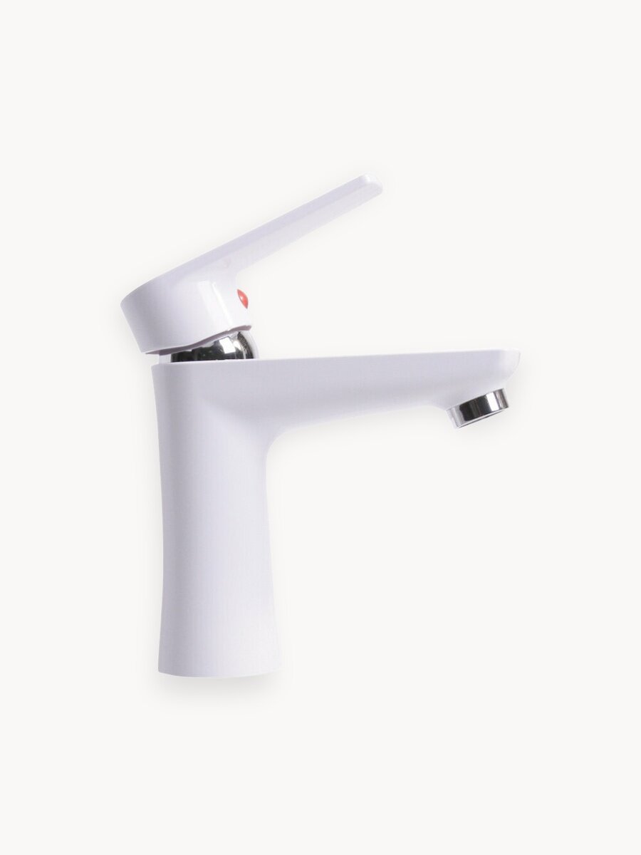 Смеситель для раковины из термопластика (без шлангов) Ressa White белый матовый, кран для ванной