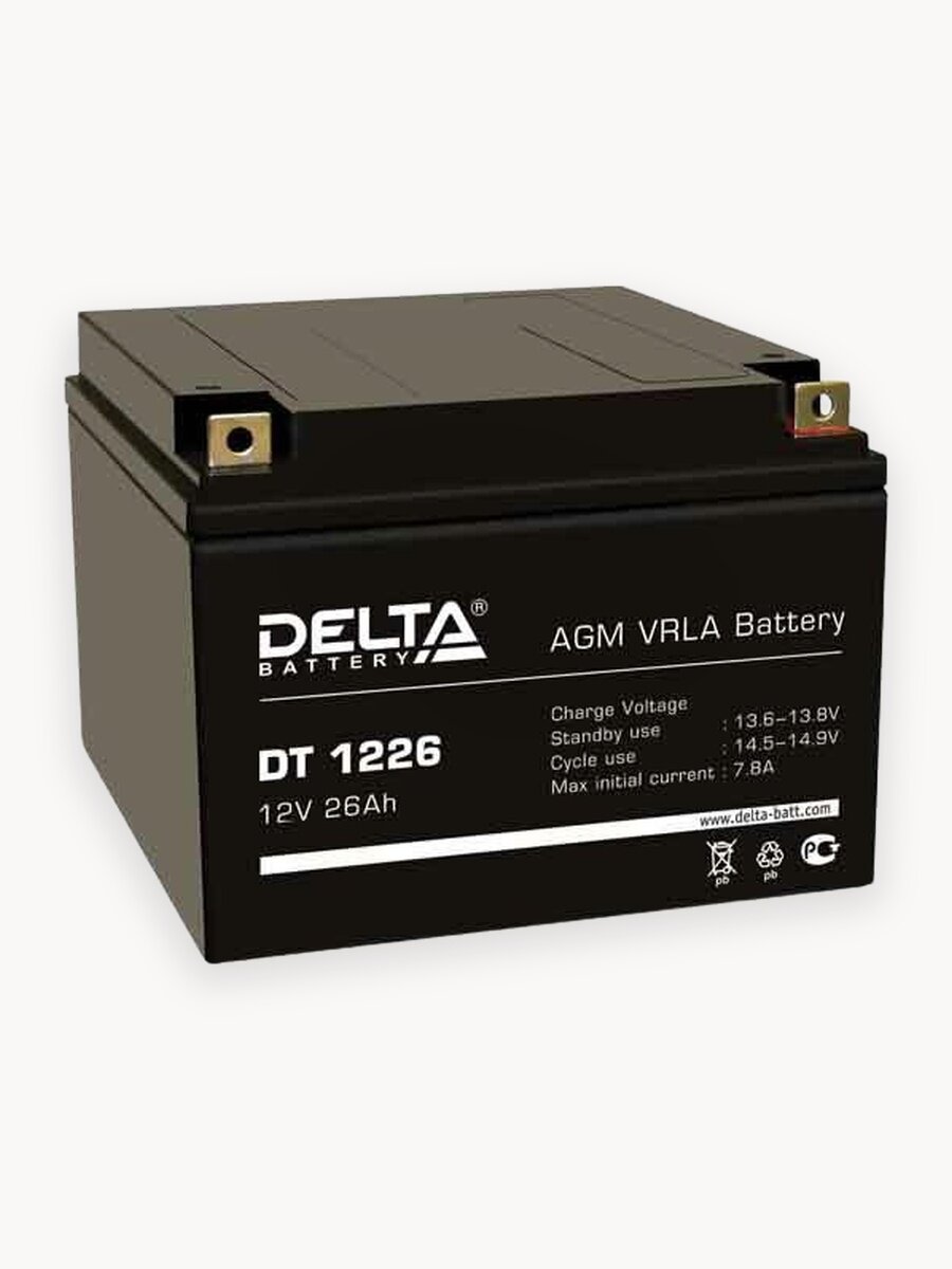 Аккумулятор DELTA DT 1226 12V 26Ач А 165x175x125 обр. пол.