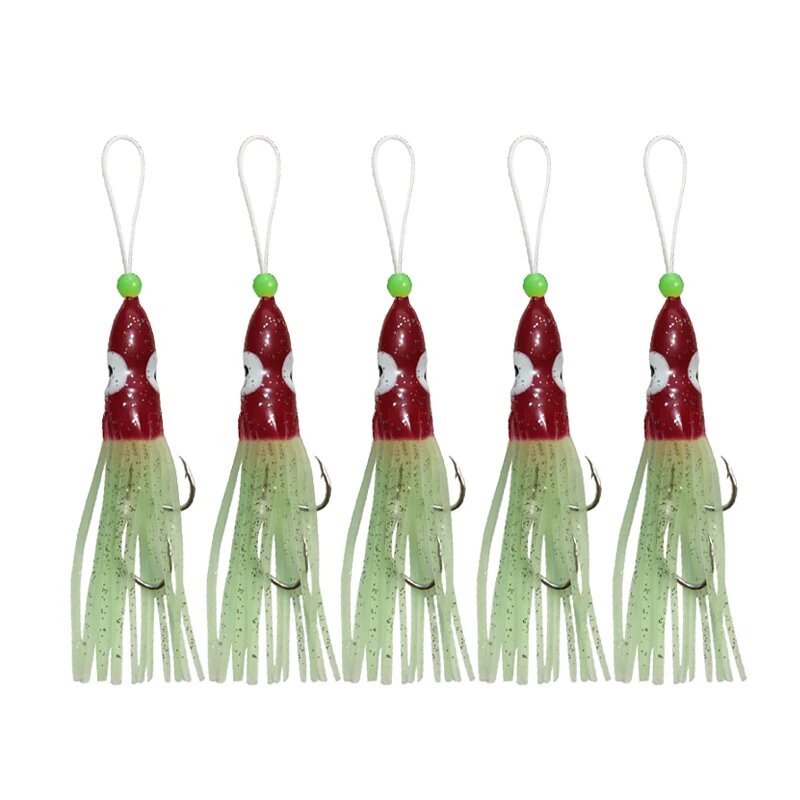 Рыболовные крючки Atsuim 5 шт, светящиеся red head-hook