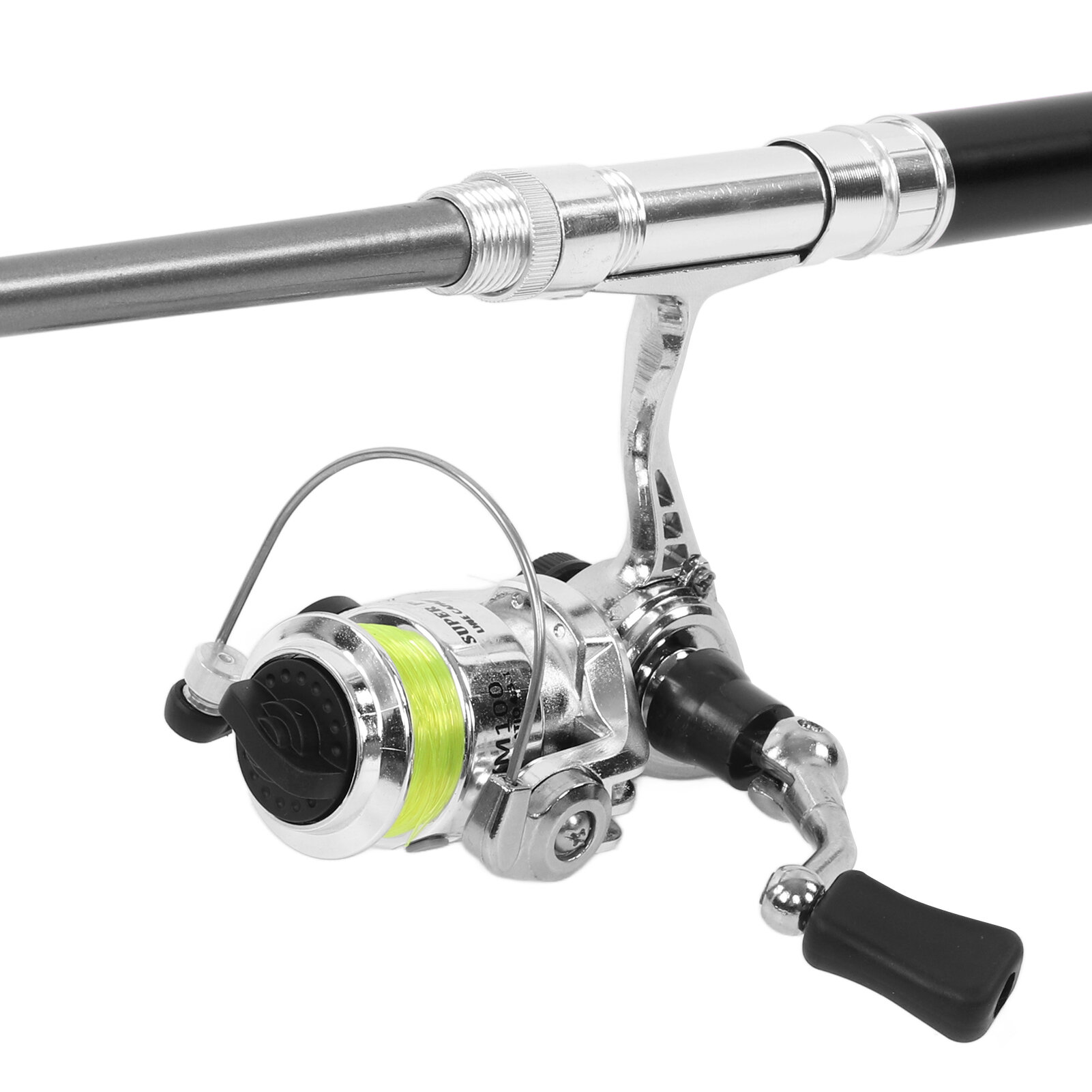 Портативная мини-удочка в форме ручки, карманная выдвижная удочка с катушкой, черный цвет