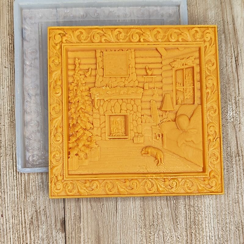 Силиконовая форма для шоколадных плиток Brilliant Mold. Молд Новогодняя картинка