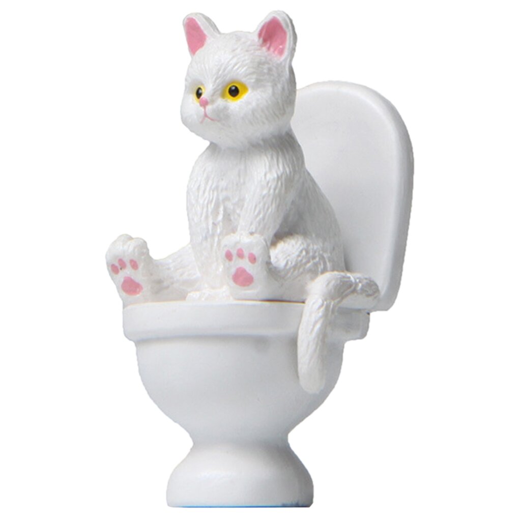 Туалетная кошка в сидячем положении-белый