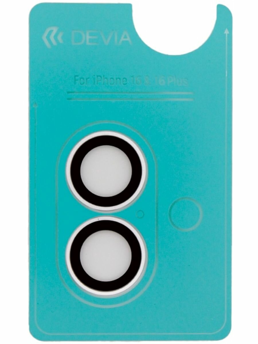 Защитное стекло для камеры Devia Peak Series Lens Protector для iPhone 16/16 Plus, серебристая рамка