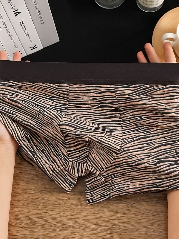 Сексуальные мужские трусы-боксеры из хлопка с леопардовым принтом