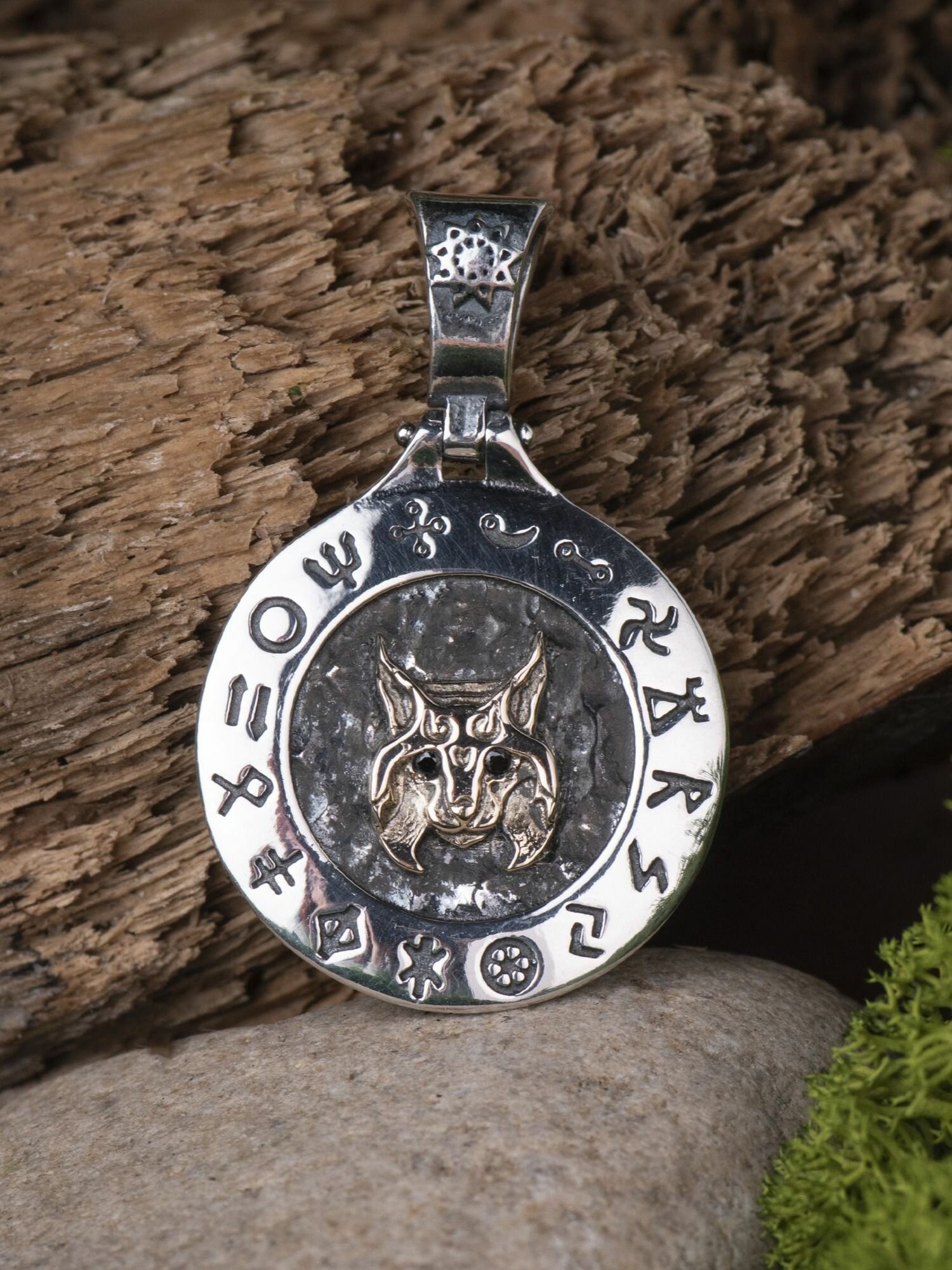 Подвеска, серебро, 925 проба, чернение, шпинель, бронзит