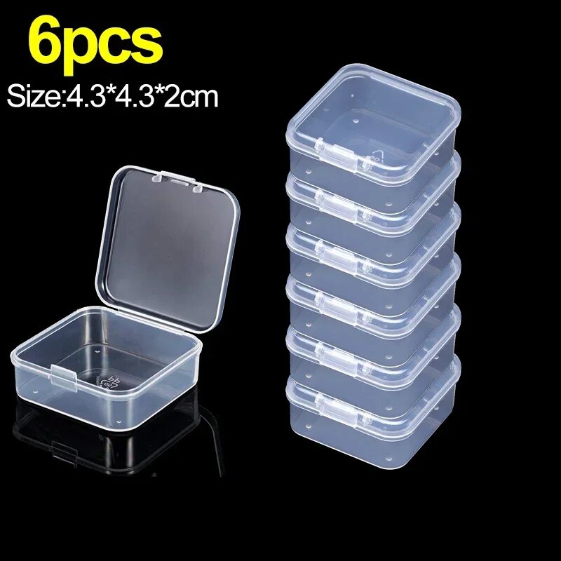 Прозрачные квадратные пластиковые коробки для хранения, 6/24 шт. MMJYSLIM