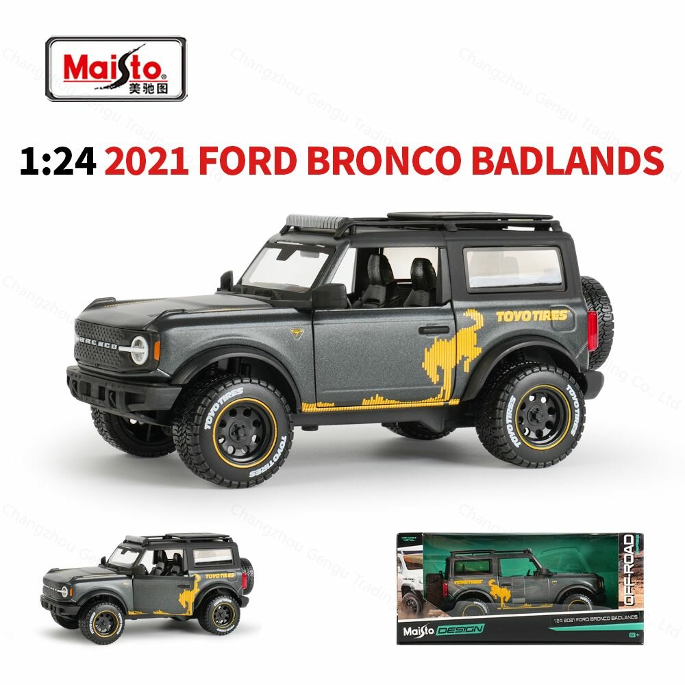 Maisto 1:24 2021 Ford Bronco Badlands, отлитая под давлением Коллекционная модель автомобиля