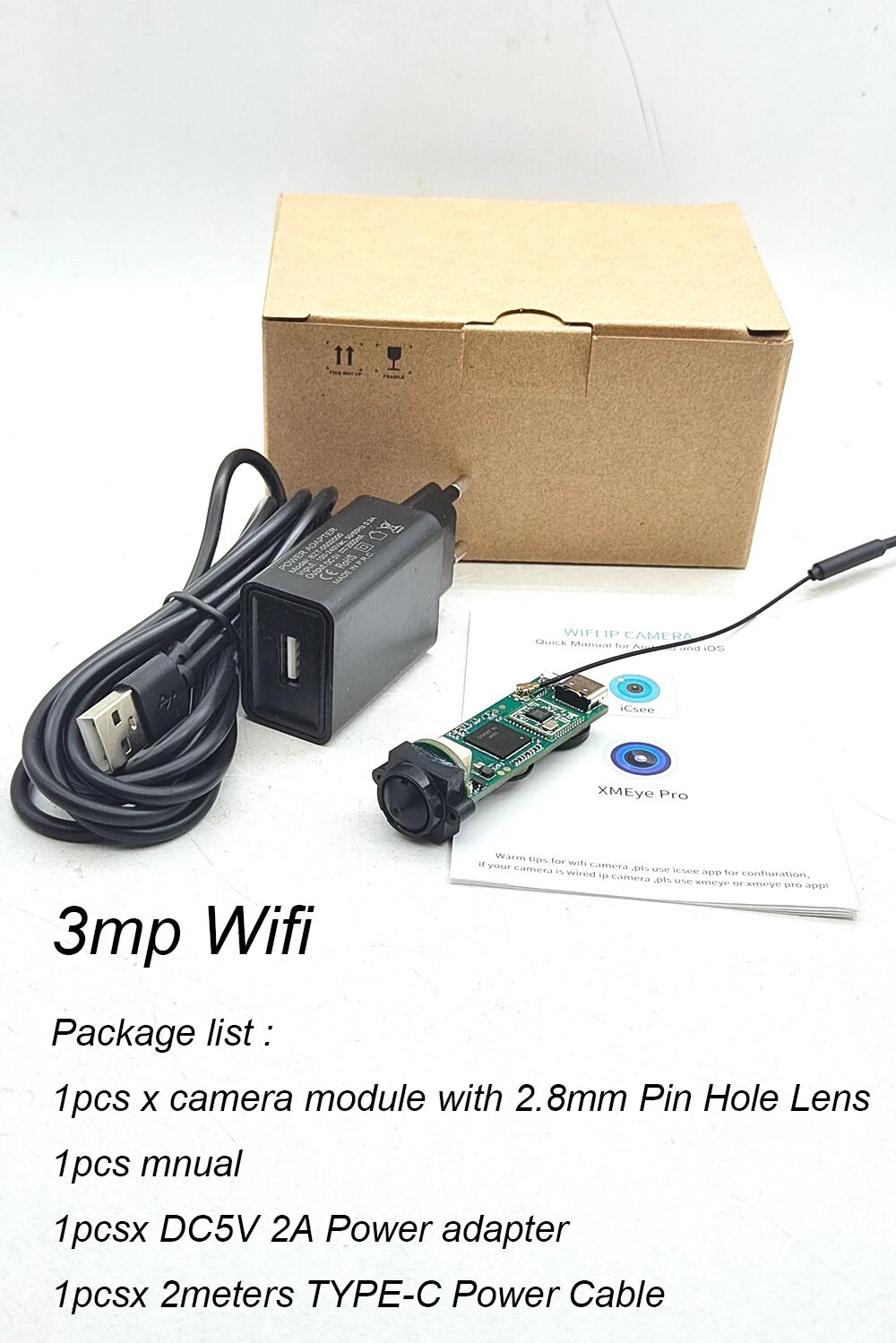 Icsee Xmeye мини WiFi камера 3MP 2.8mm pin hole lens, США вставка