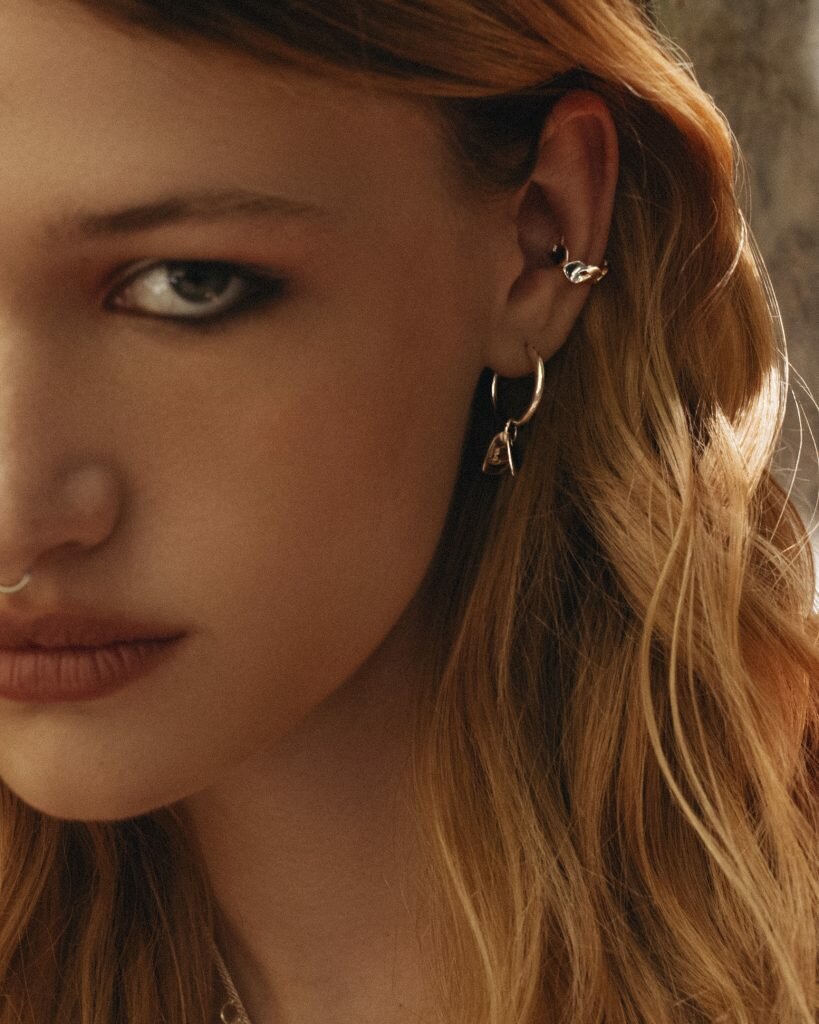 Серьги каффы, серебро, 925 проба