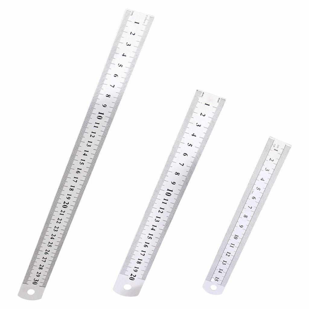 3 шт. Набор линеек 15/20/30см Металлические с четкой шкалой Измерительный инструмент Стальные линейки для черчения и инженерии