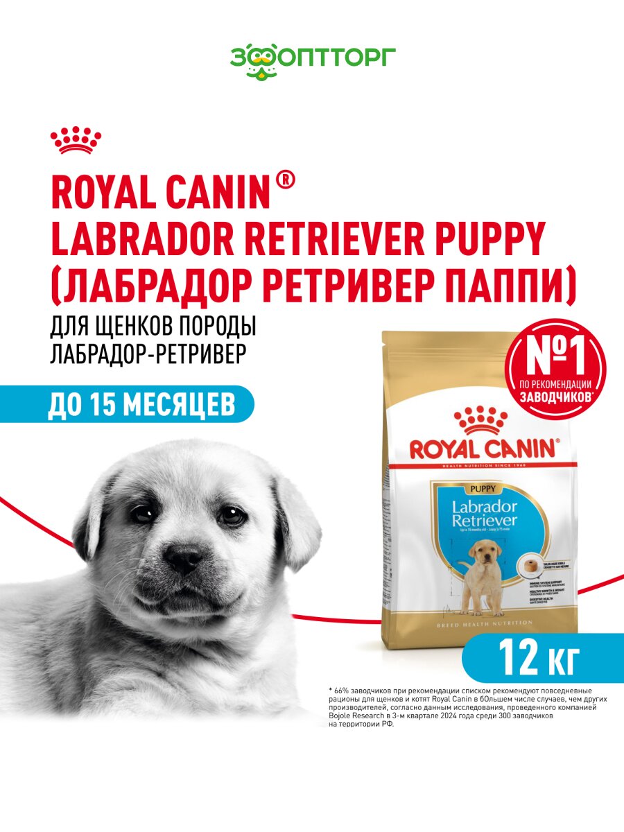 Сухой корм Royal Canin Labrador Retriever Puppy для щенков породы лабрадор Птица, 12 кг.