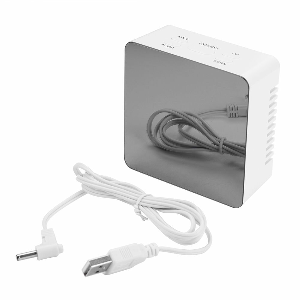 12/24-часовые светодиодные зеркальные часы с ночным светом и будильником, цифровой будильник с синей подсветкой, функцией повтора и зеркальной отделкой