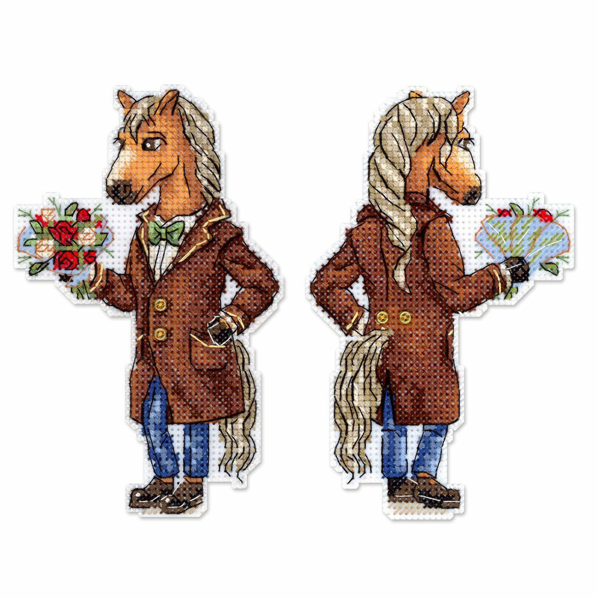 Набор для вышивания на пластиковой канве 'Конь в пальто', 13*8 см, МП Студия