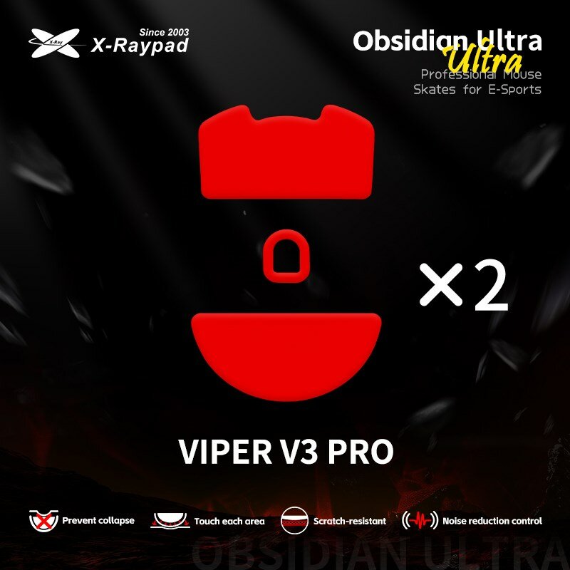 Ножки для мыши (глайды) X-raypad Obsidian Ultra для Razer Viper V3 Pro, комплект из 2-х наборов