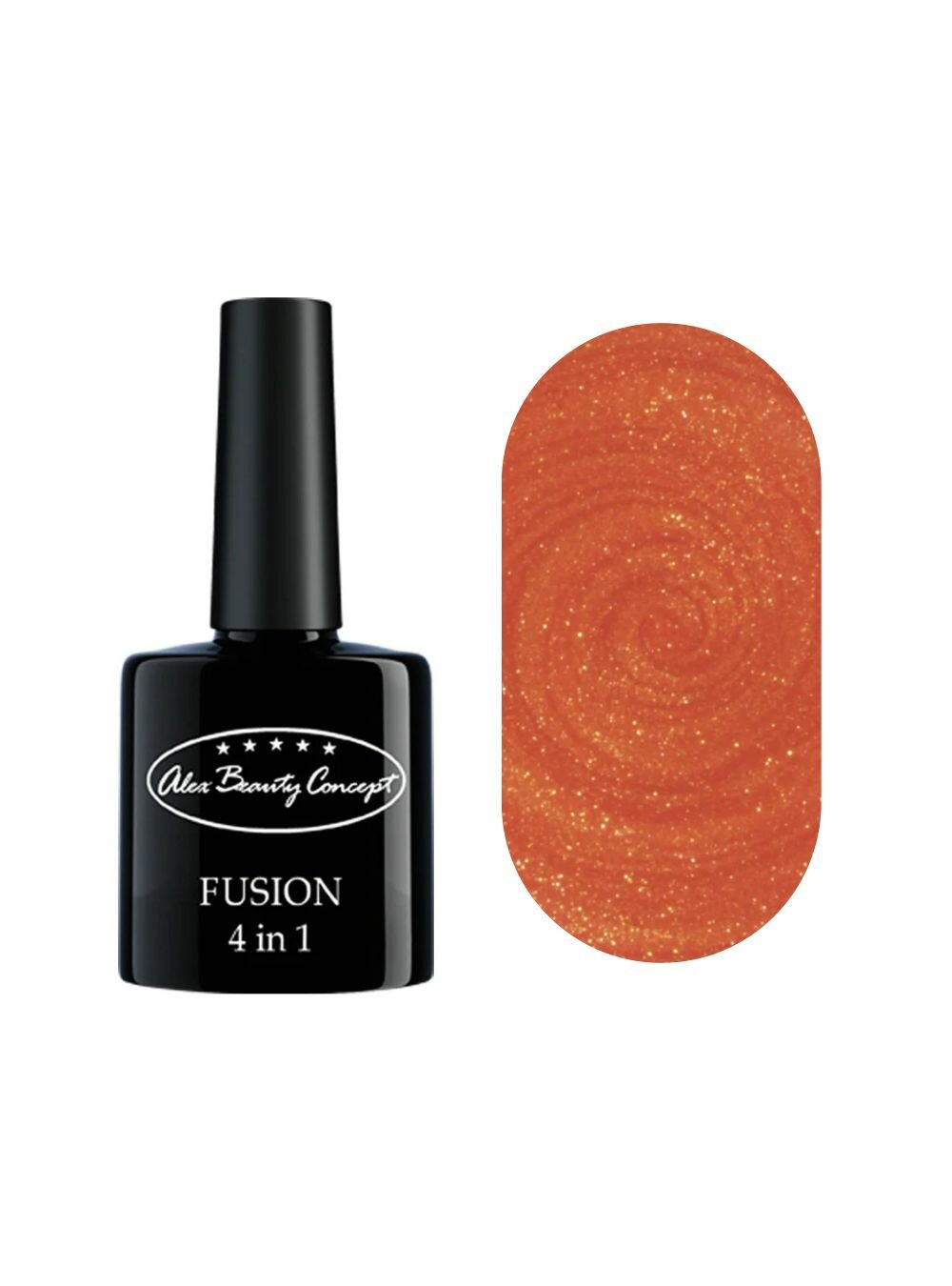 Alex Beauty Concept Гель-лак FUSION 4 IN 1 GEL,7.5 мл, цвет оранжевый с блестками