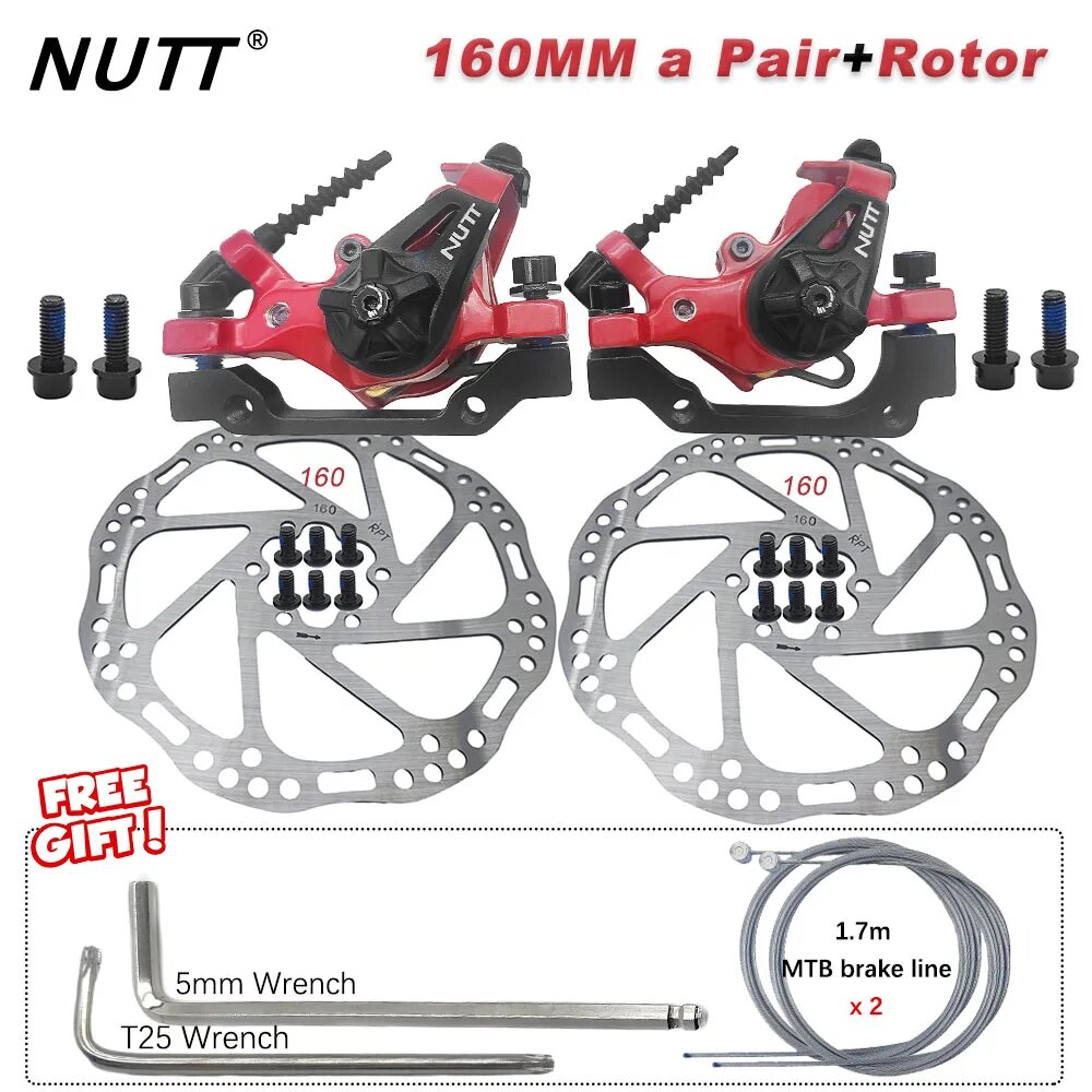 NUTT S5 Тормозные диски для горного велосипеда, красный, 160/180 мм, Красный