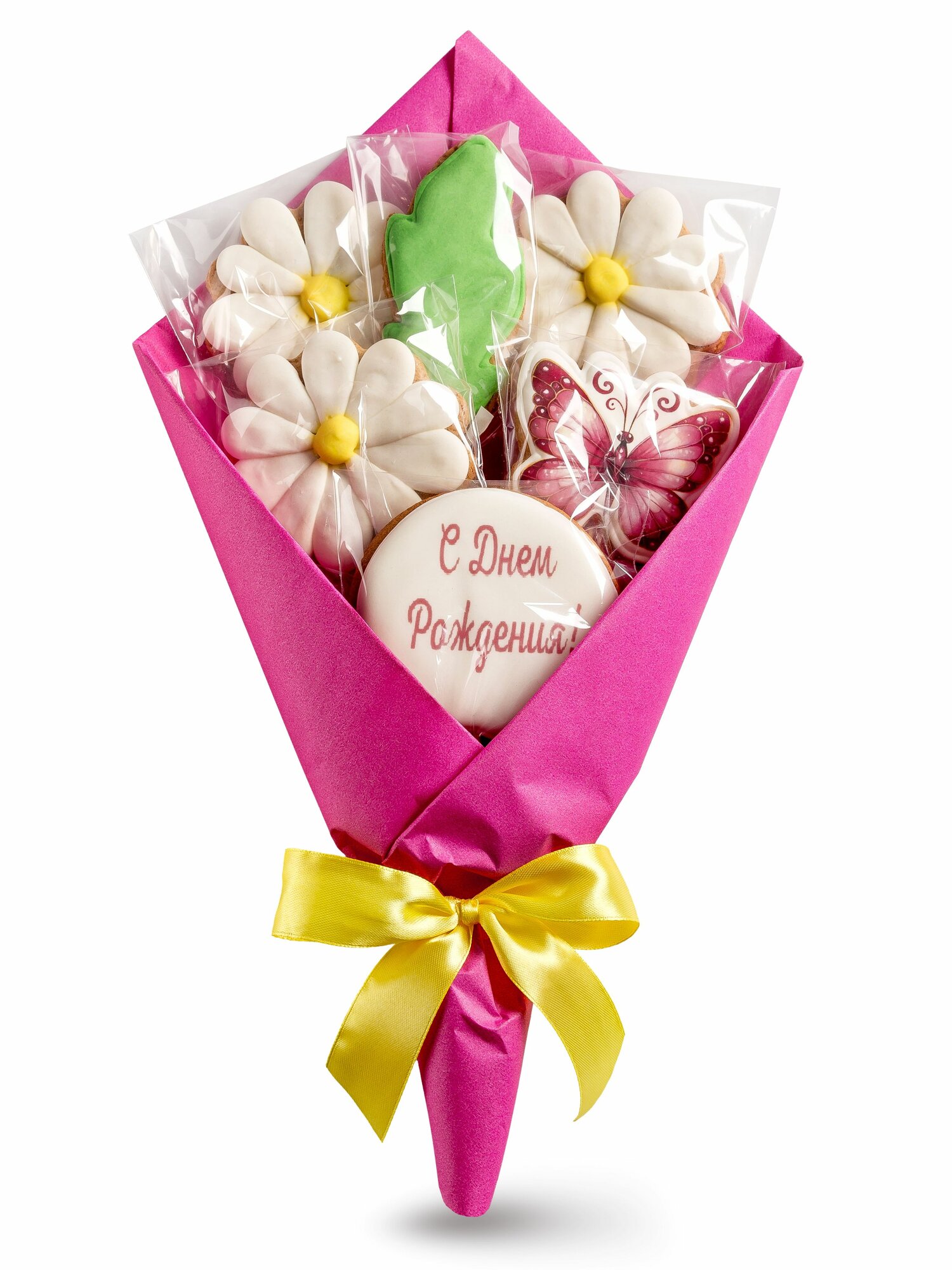 Набор подарочный из имбирных пряников "Ромашковый блюз", 150 гр (дизайн 006)