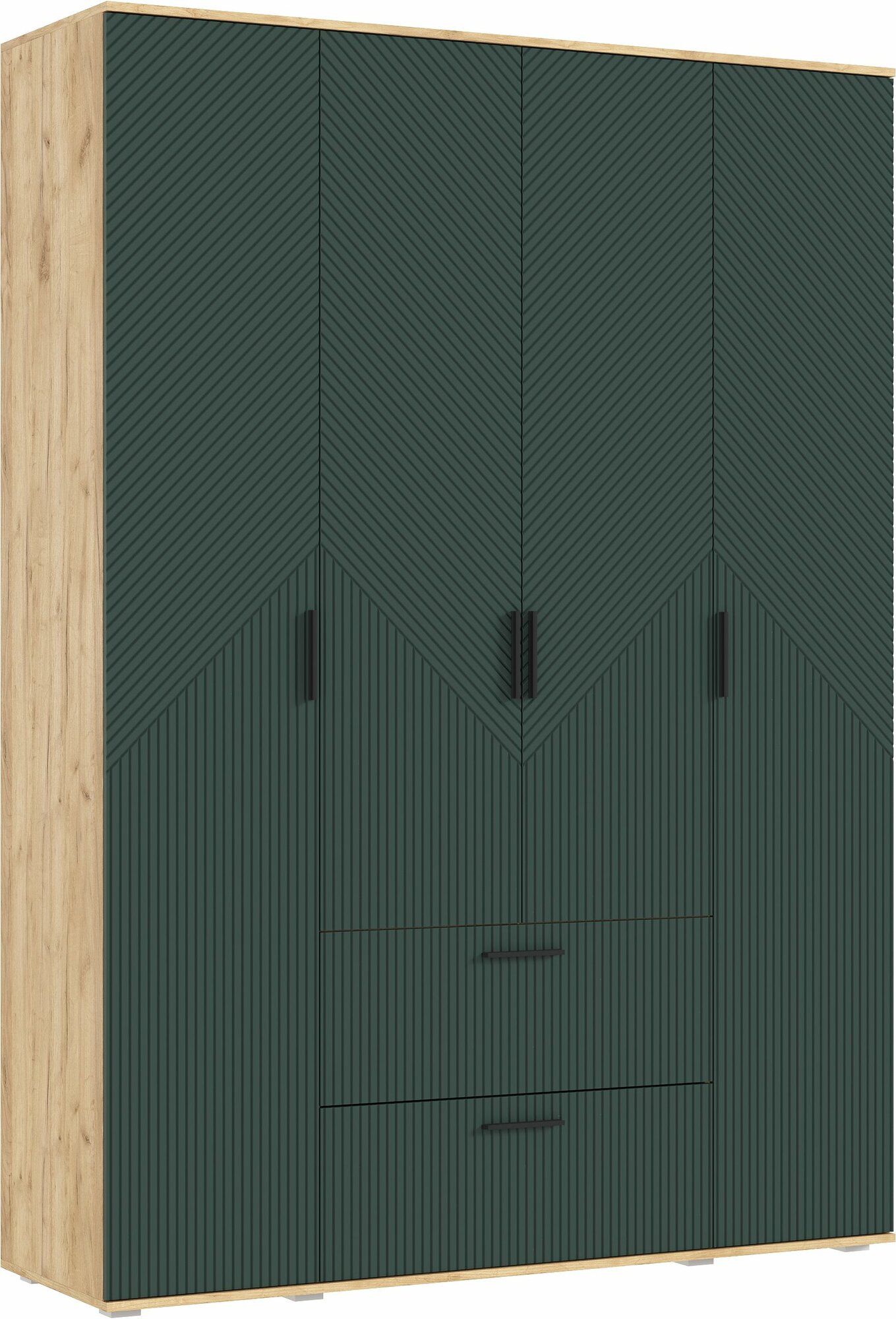 Шкаф Сильвия 4-ств. 1600х2236х510 (Браш Мени Грин, Дуб Крафт) МИФ