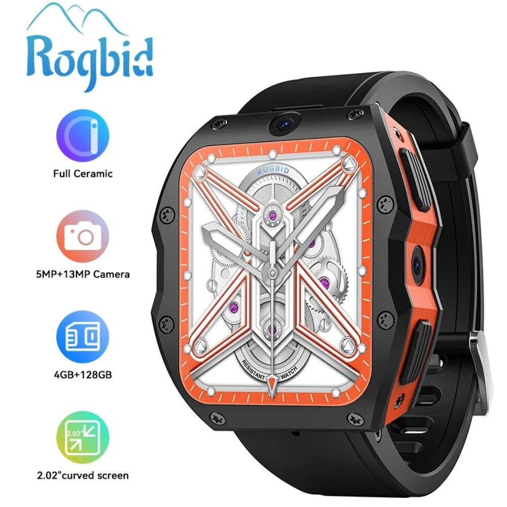 Rogbid Model X 2,1-дюймовые 400 * 454 HD 1050 МАч 13-мегапиксельная Камера GPS WIFI Керамические Android 4G Смарт-часы