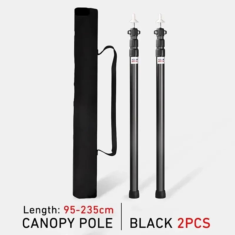 Телескопические палки для тентов 2 шт, алюминий Черный, Black