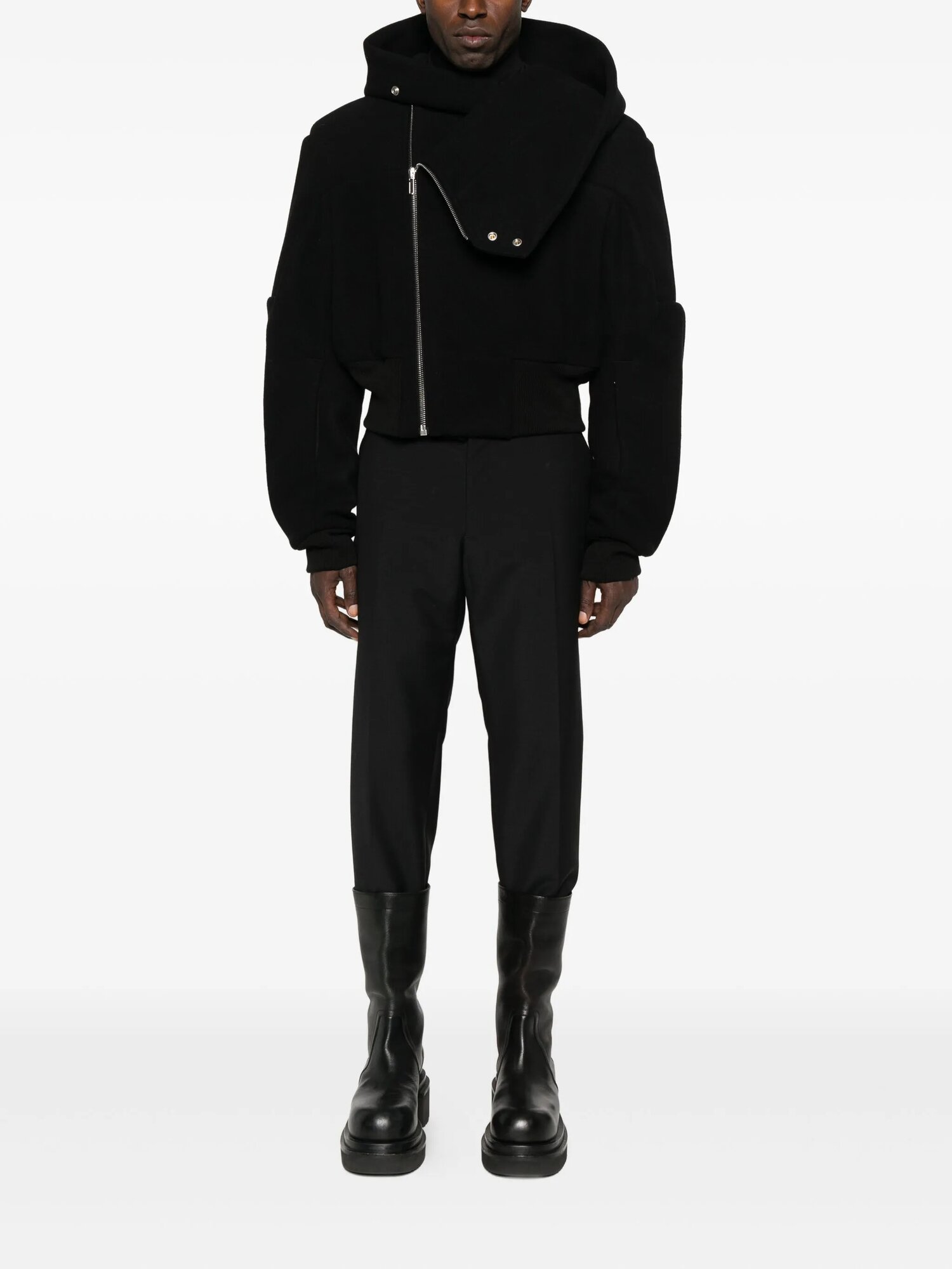 Куртка Rick Owens Hooded zip-up jacket, размер 48, черный — фото 1