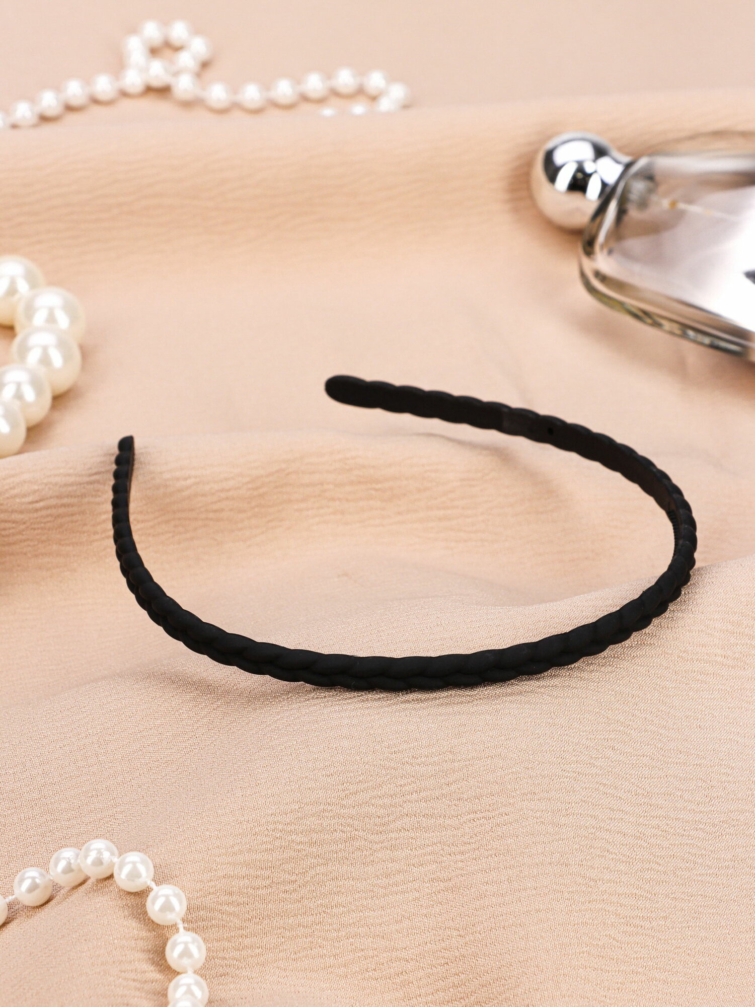 Ободок для волос "Классика галант", коса, 0.7 см, чёрный, тип: ободок, 12 шт.