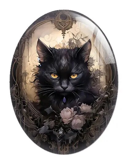 Готические стеклянные кабошоны Fezrgea Черный, 13x18mm--10pcs, Q