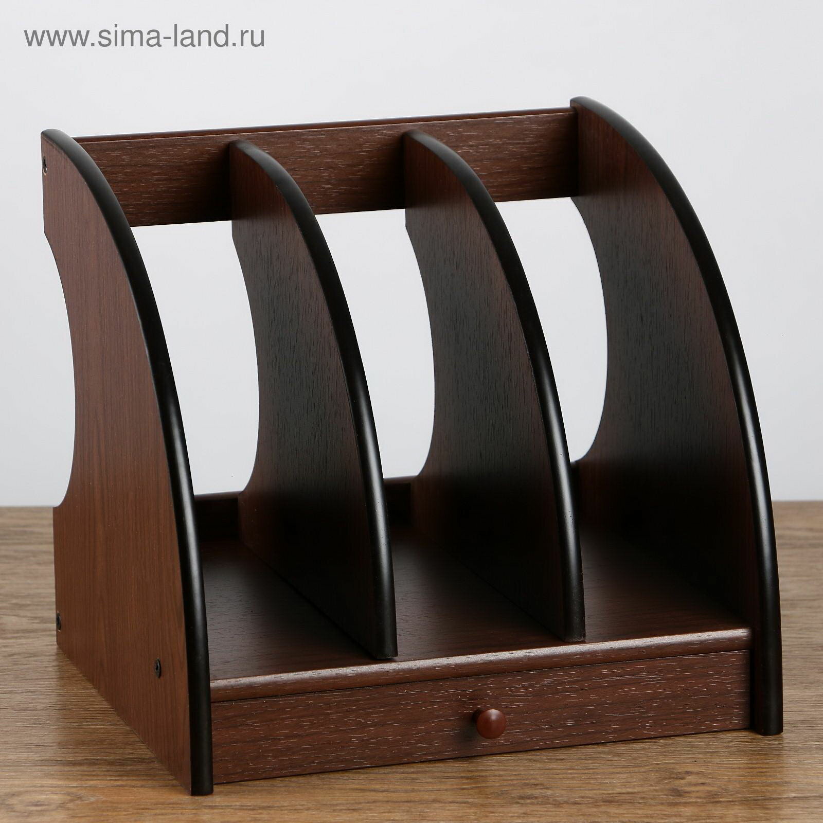 Органайзер для бумаги вертикальный, 3 секции, с выдвижным ящиком, 26x26x24 см