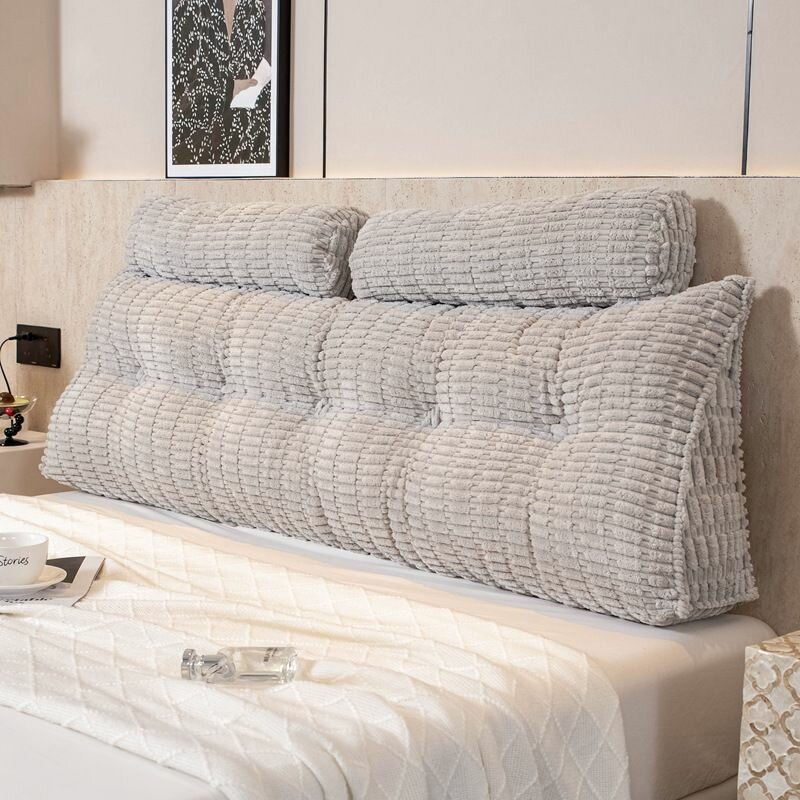 Треугольная подушка для кровати ортопедическая: защита шеи и поясницы, съемный валик + мягкая обивка от ударов